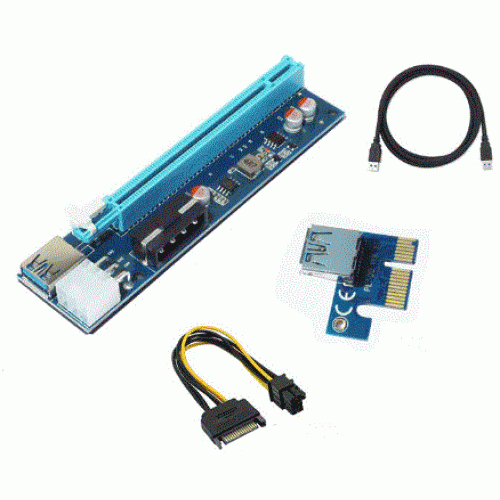 PCIE Riser Card Blue 60cm USB 3.0 PCI-E Express 1x To 16x Extender ...